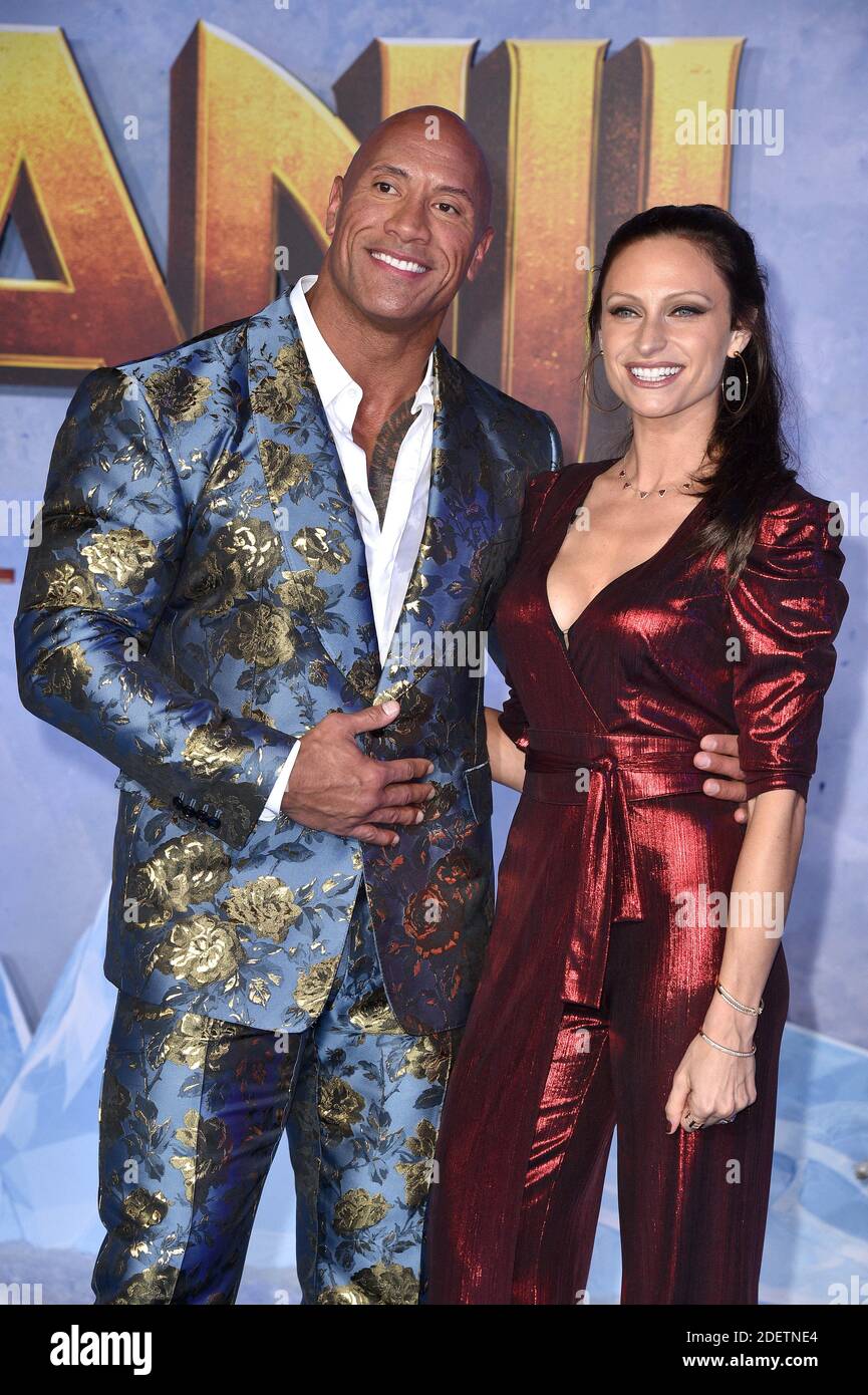 Dwayne Johnson and Lauren Hashian attend the premiere of Sony Pictures' "Jumanji: The Next Level ...