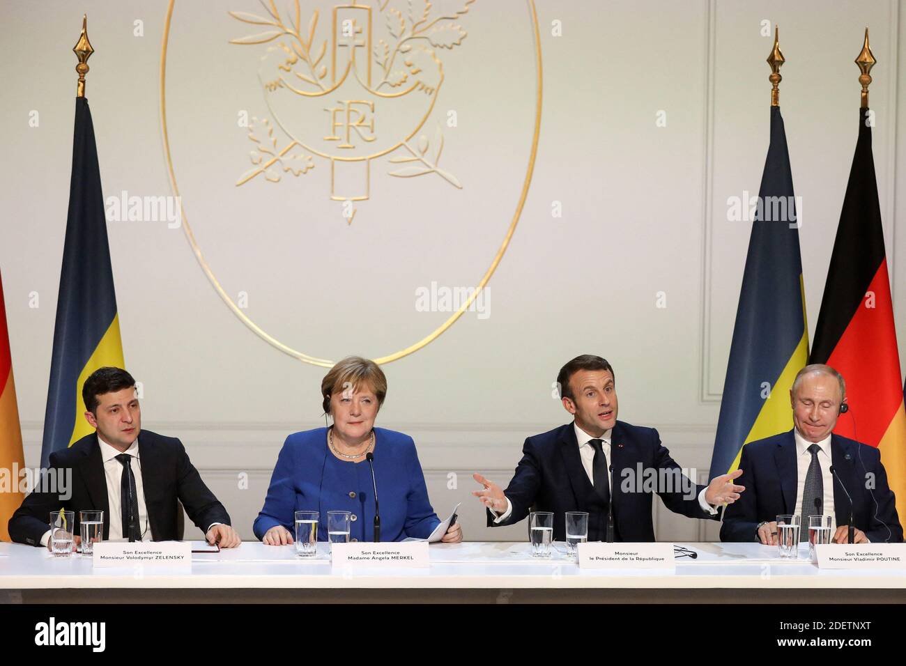 Ukrainian President Volodymyr Zelensky, German Chancellor Angela Merkel ...