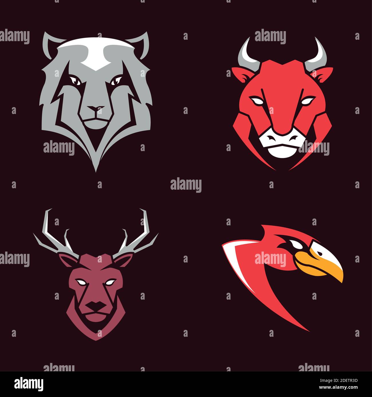 bundle of four heads animals emblems icons vector illustration design ...