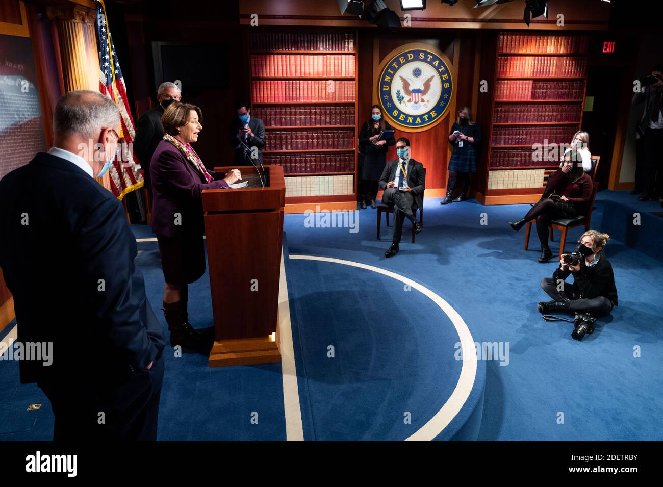 U.S. Senator Amy Klobuchar (D-MN) speaking at a press conference of ...
