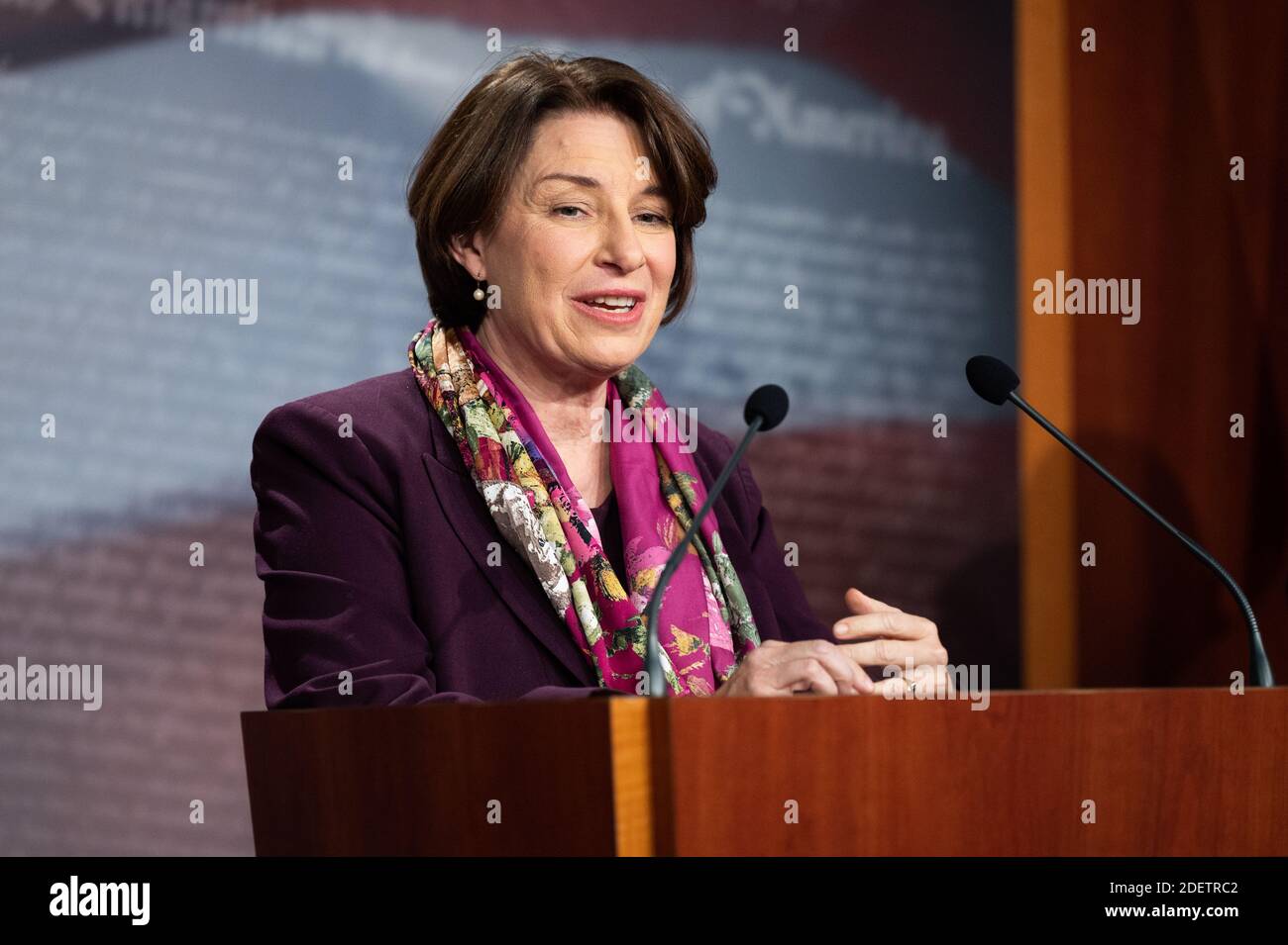 U.S. Senator Amy Klobuchar (D-MN) speaking at a press conference of ...