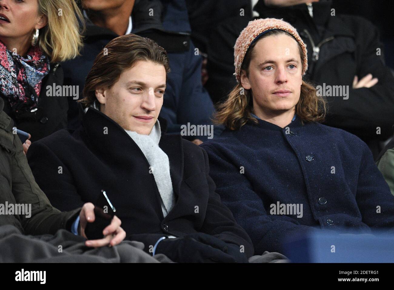 Jean and Pierre Sarkozy attend the match during the Champions League ...