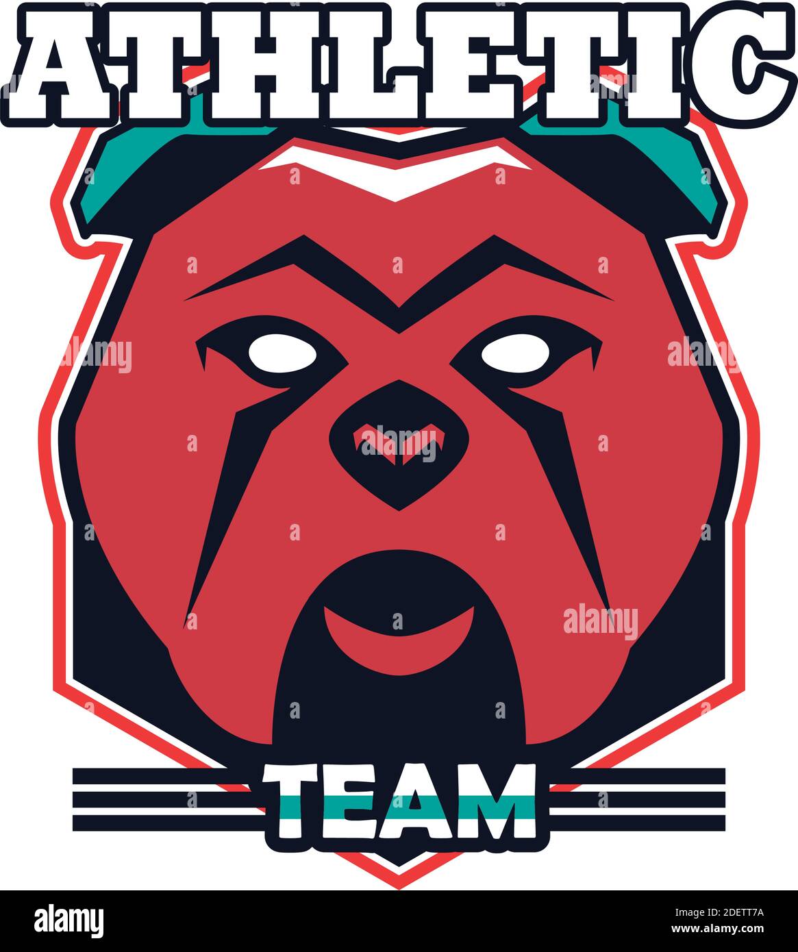 bulldog head animal emblem icon with athletic team lettering vector ...