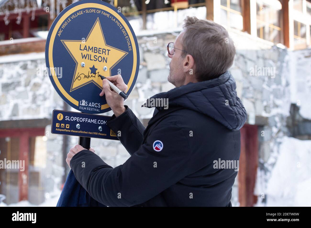 Lambert Wilson attending the unveiling of a sign baring his name on the ...