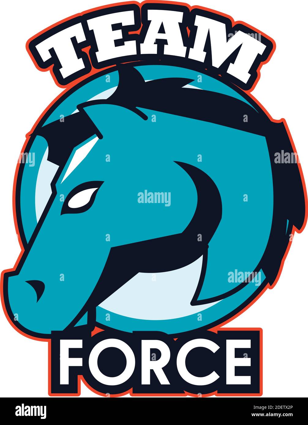 horse head animal emblem icon with team force lettering vector ...