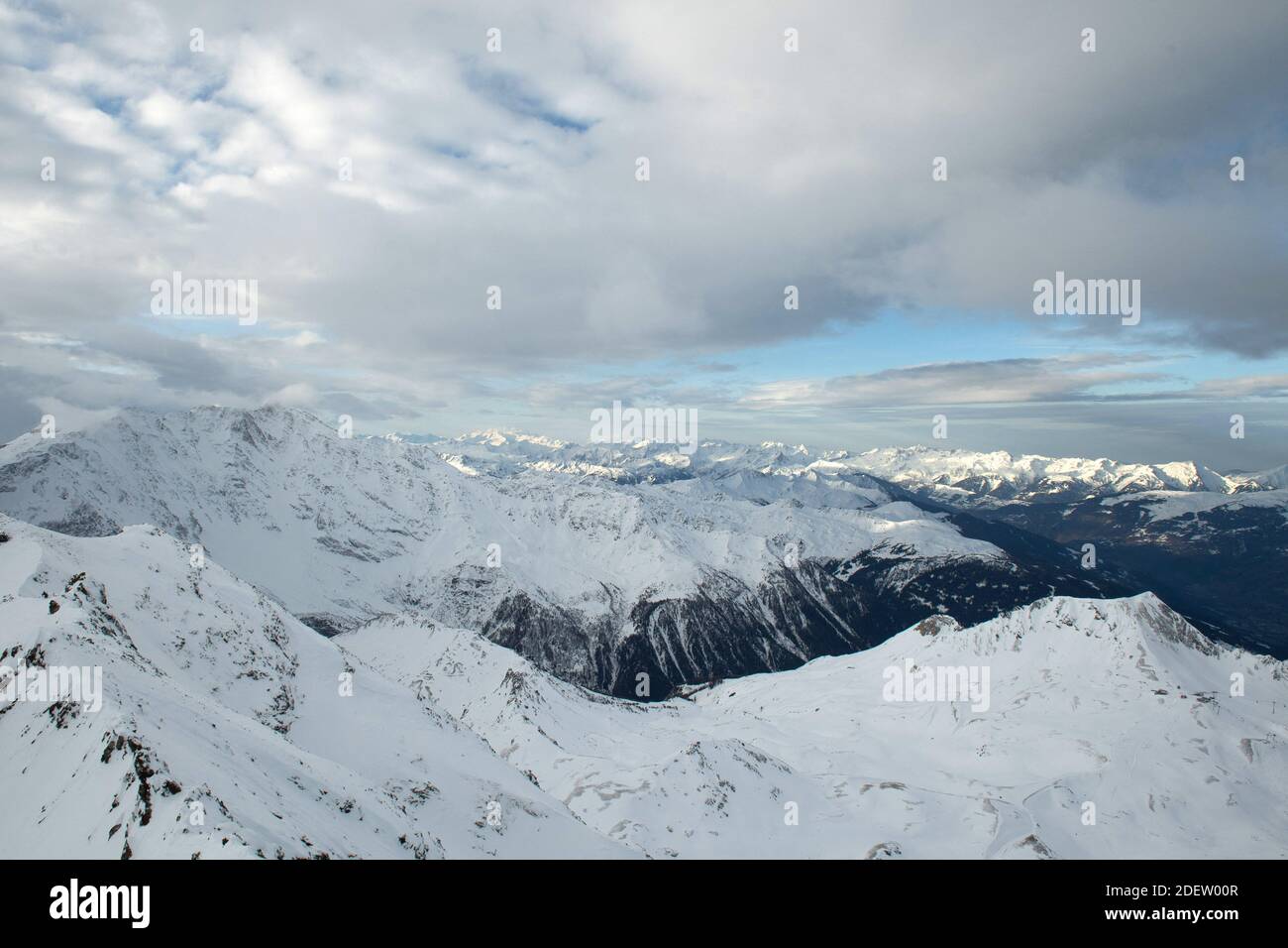Exclusive. Gneral view of the mountains during a breakfast on the top ...