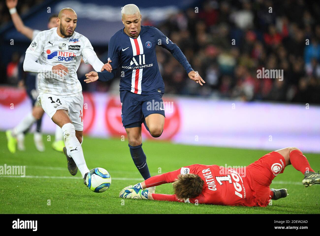 Kylian Mbappe of Paris Saint-Germain in action during the Ligue 1 match ...