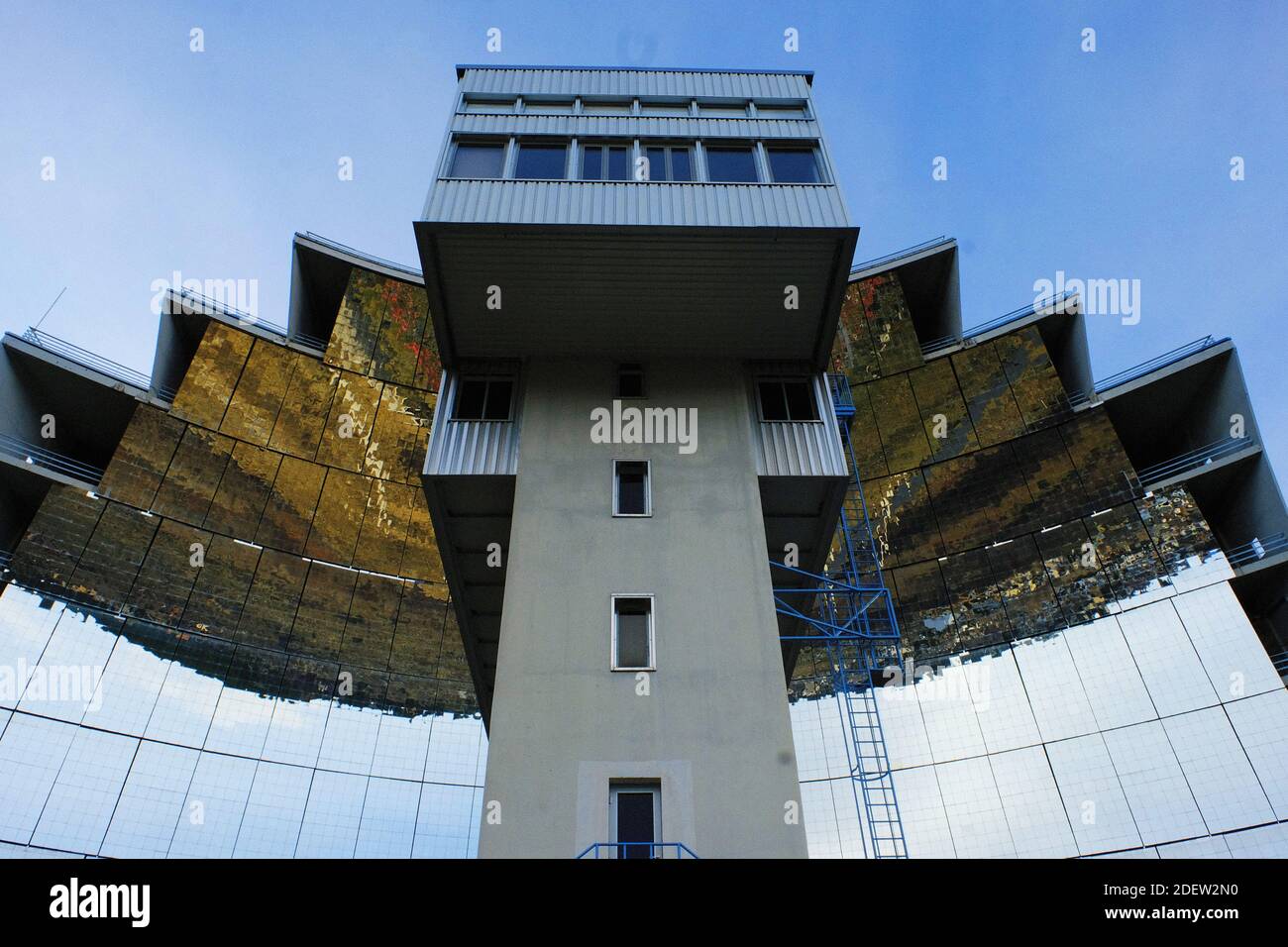 Odeillo’s big solar furnace near Font Romeu. The solar furnace uses 2 ...