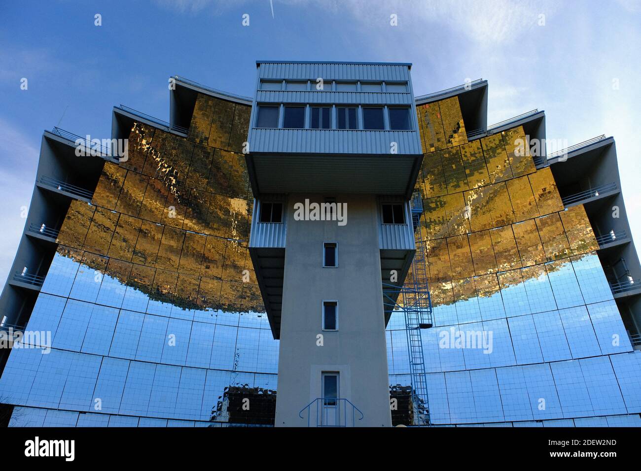 Odeillo’s big solar furnace near Font Romeu. The solar furnace uses 2 ...