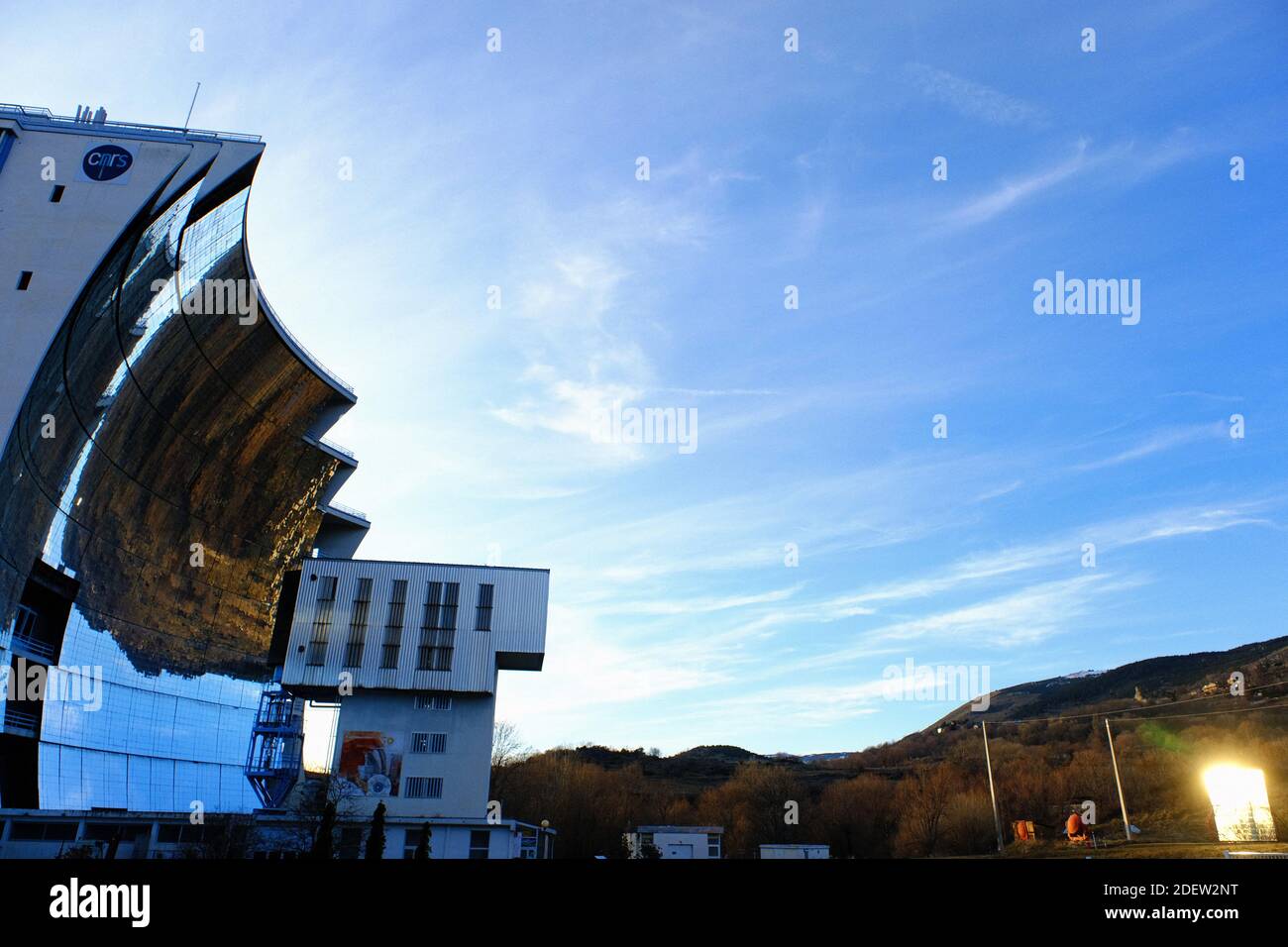 Odeillo’s big solar furnace near Font Romeu. The solar furnace uses 2 ...