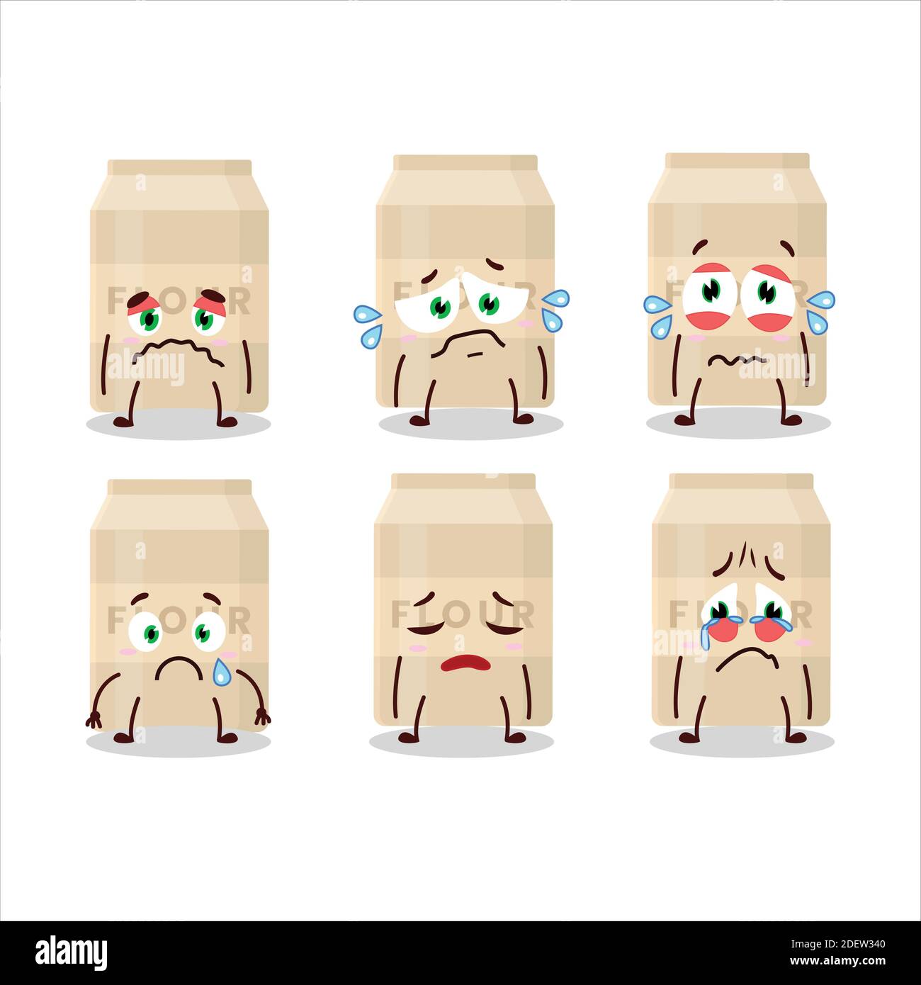 White flour cartoon character with sad expression Stock Vector Image ...