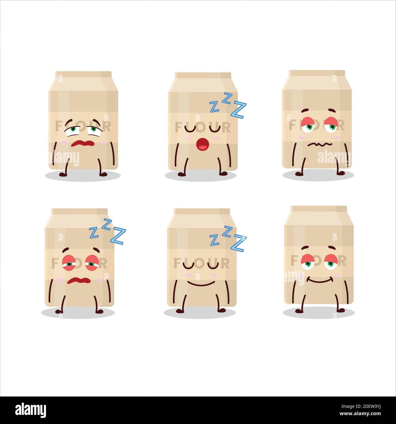 Cartoon character of white flour with sleepy expression Stock Vector ...