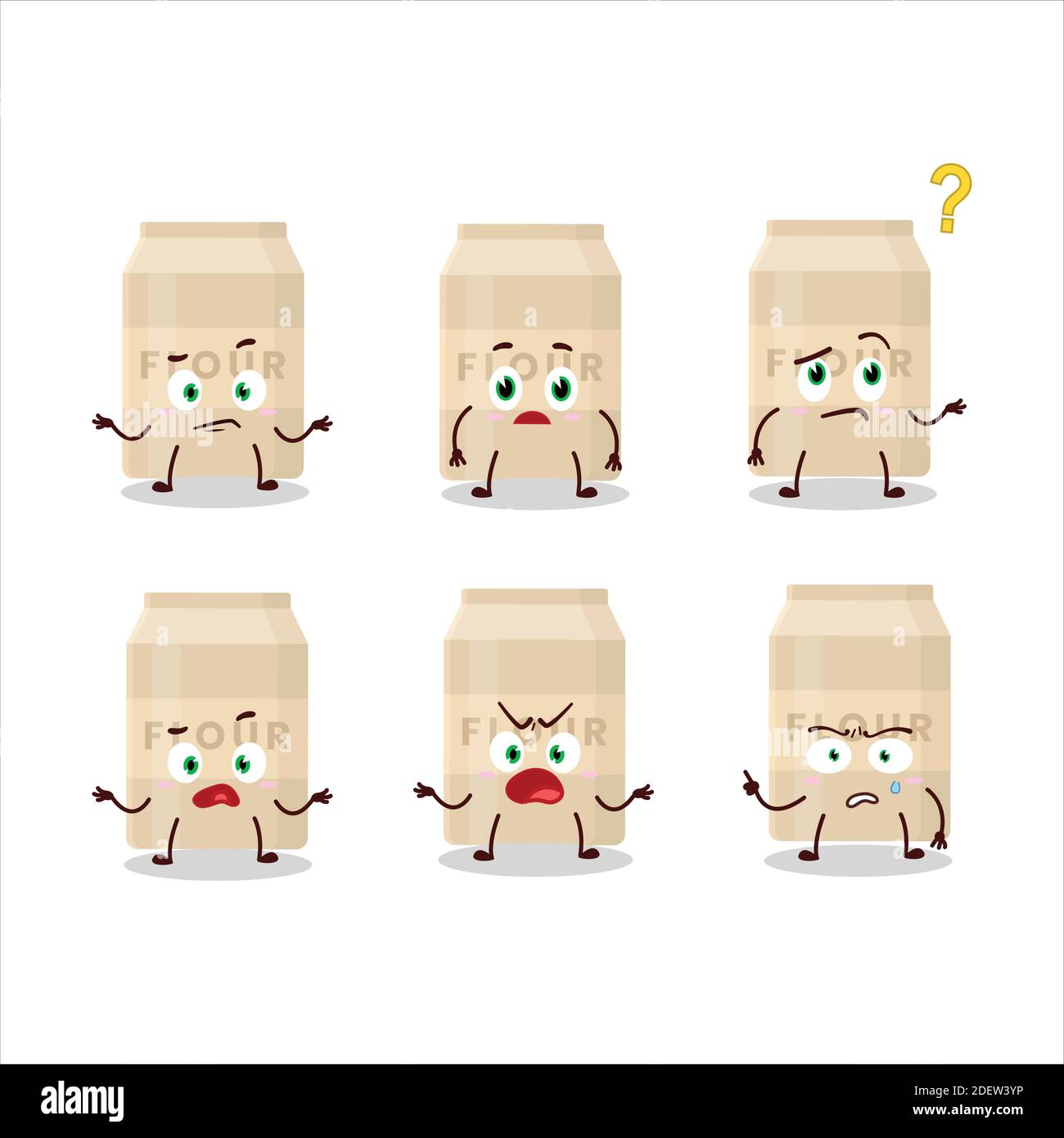 Cartoon character of white flour with what expression Stock Vector ...