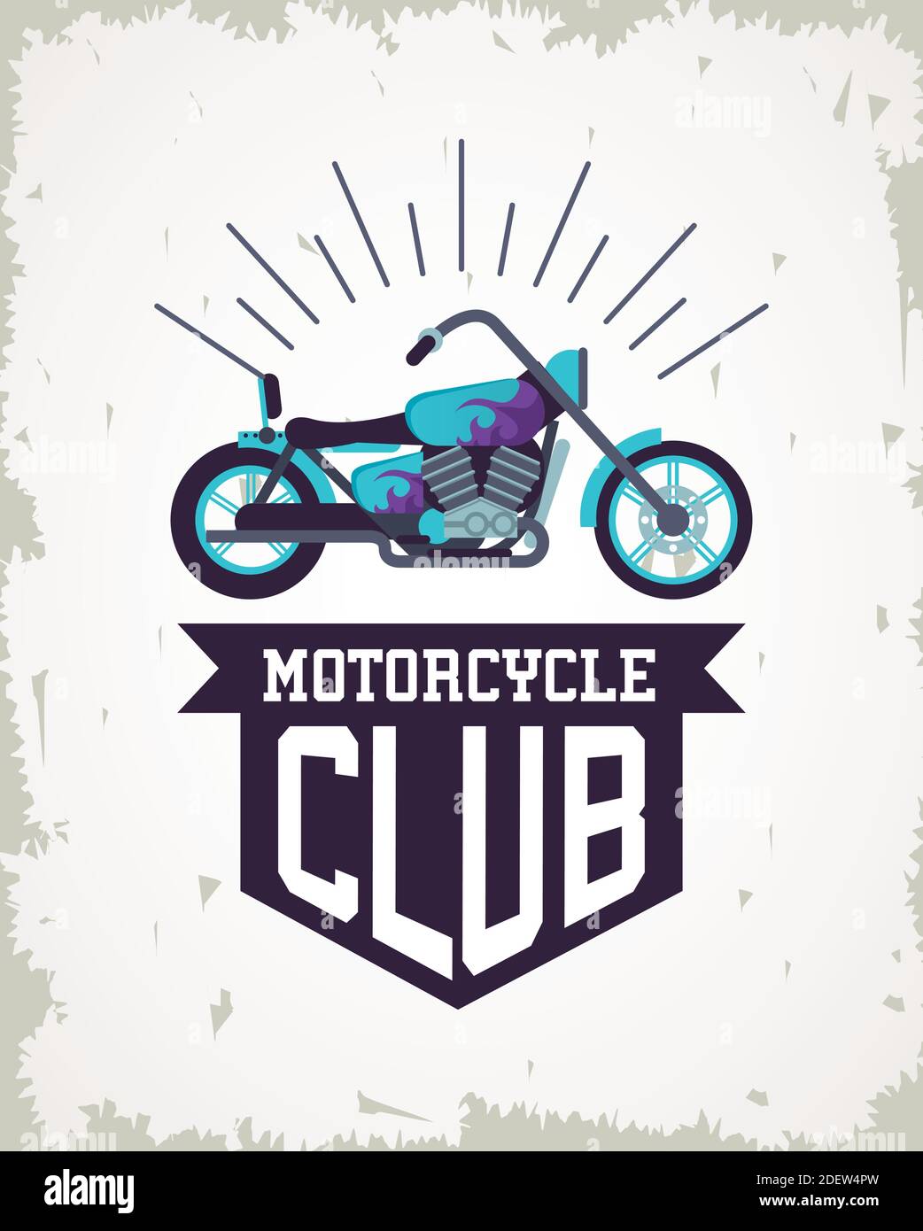 chopper motorcycle style with ribbon and frame club vector illustration ...