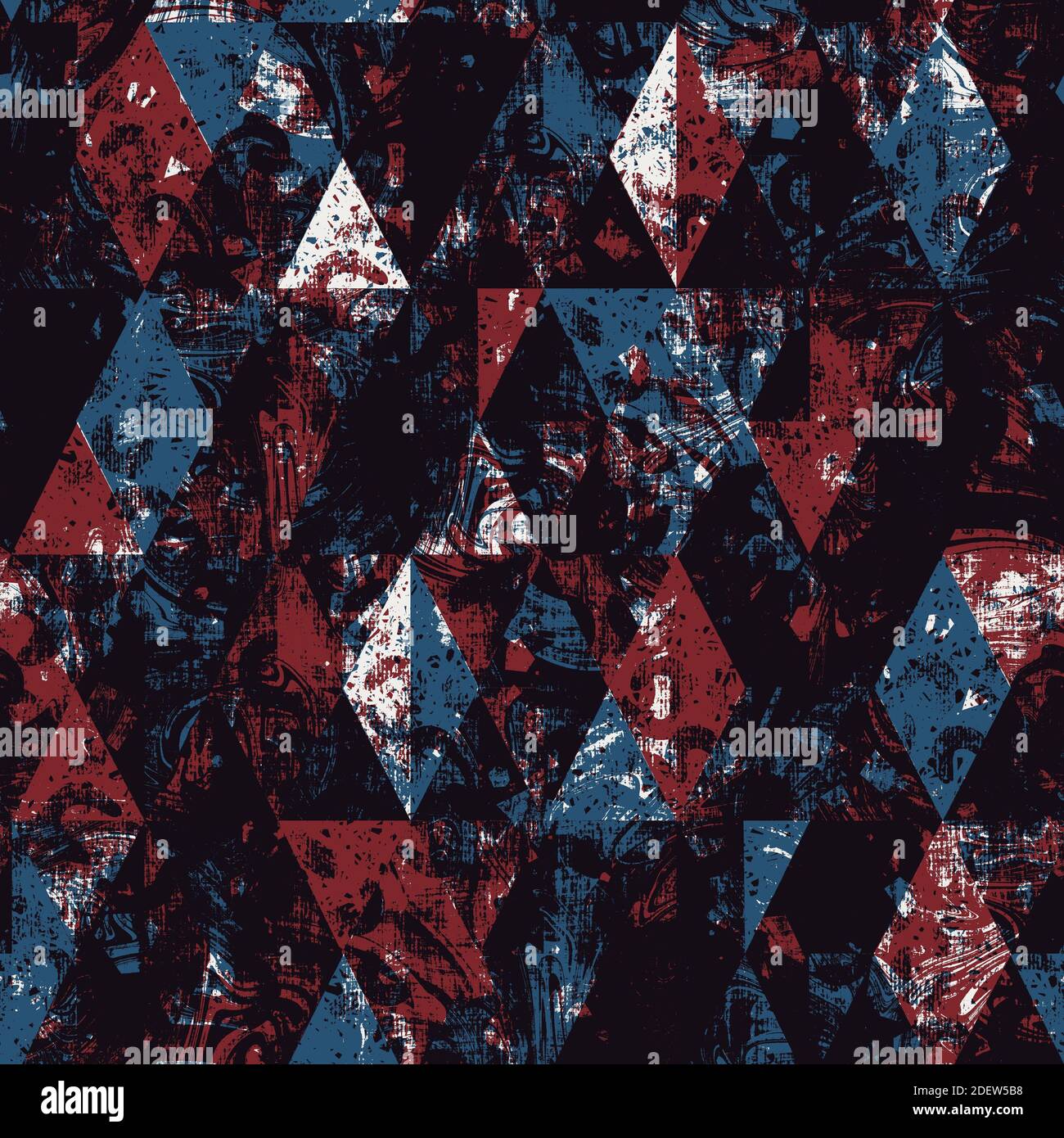 Seamless geo pattern in red blue black white Stock Photo - Alamy