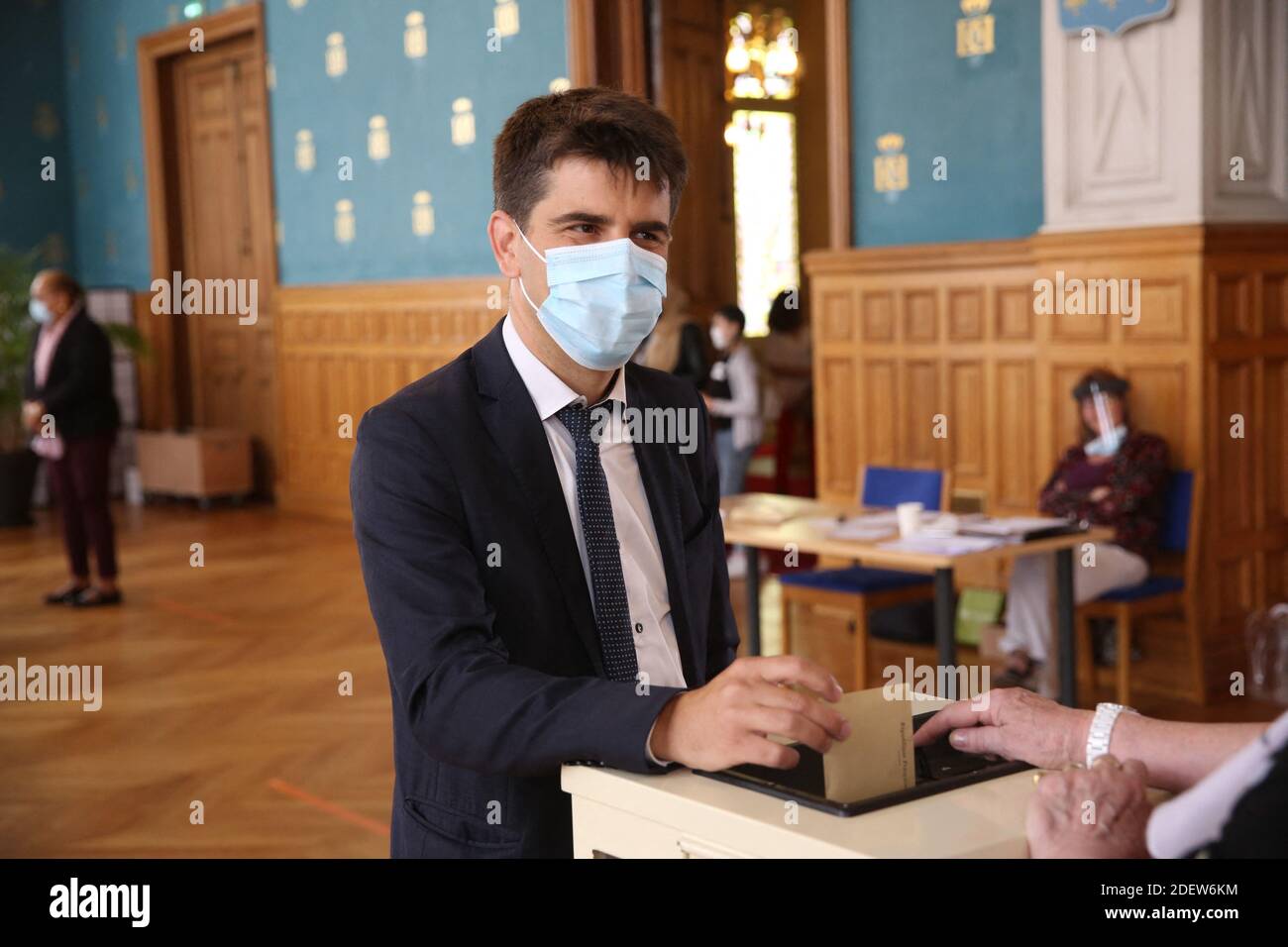 French Socialist Party (PS) candidate for mayor of Saint-Denis, Mathieu ...