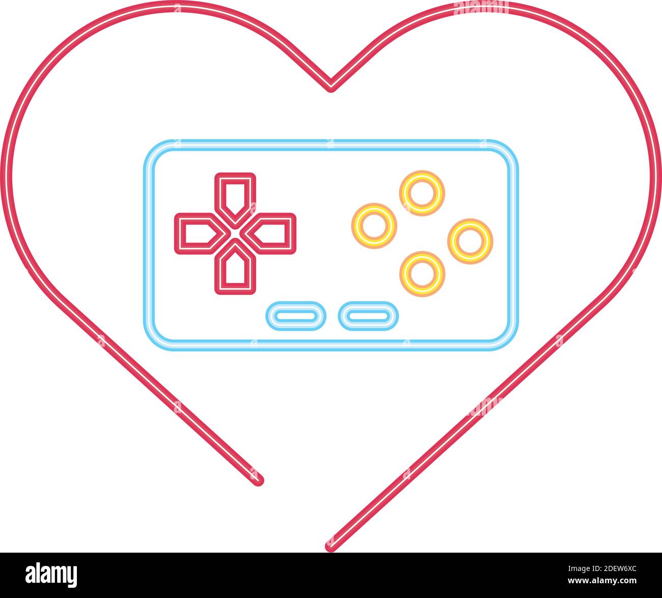 video game control in heart neon style icon vector illustration design ...