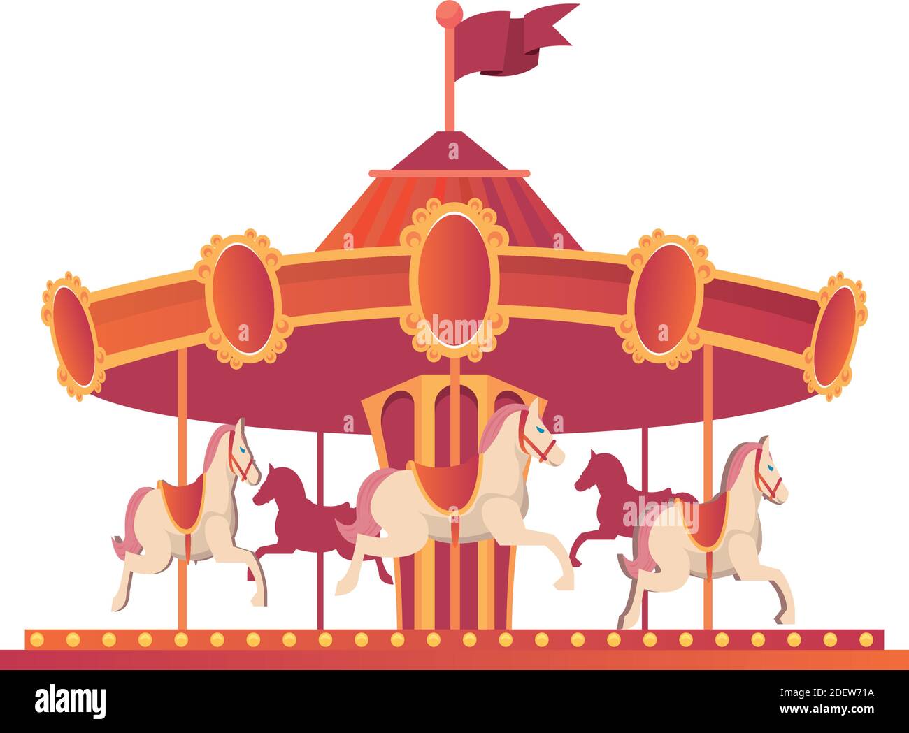 festival fairground carousel entertainment icon vector illustration ...