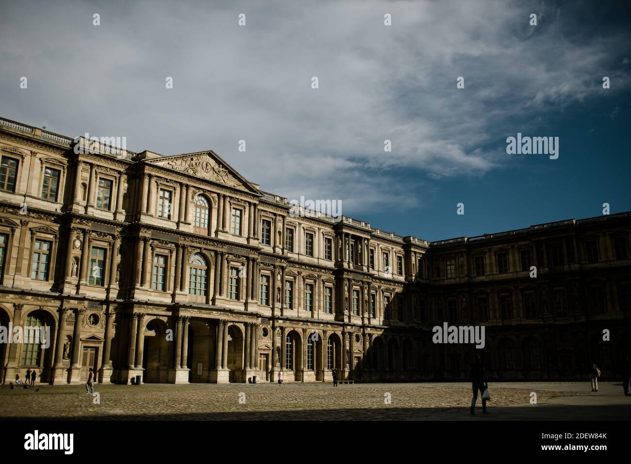 View outside the Louvre in Paris Durning Sunset Stock Photo - Alamy