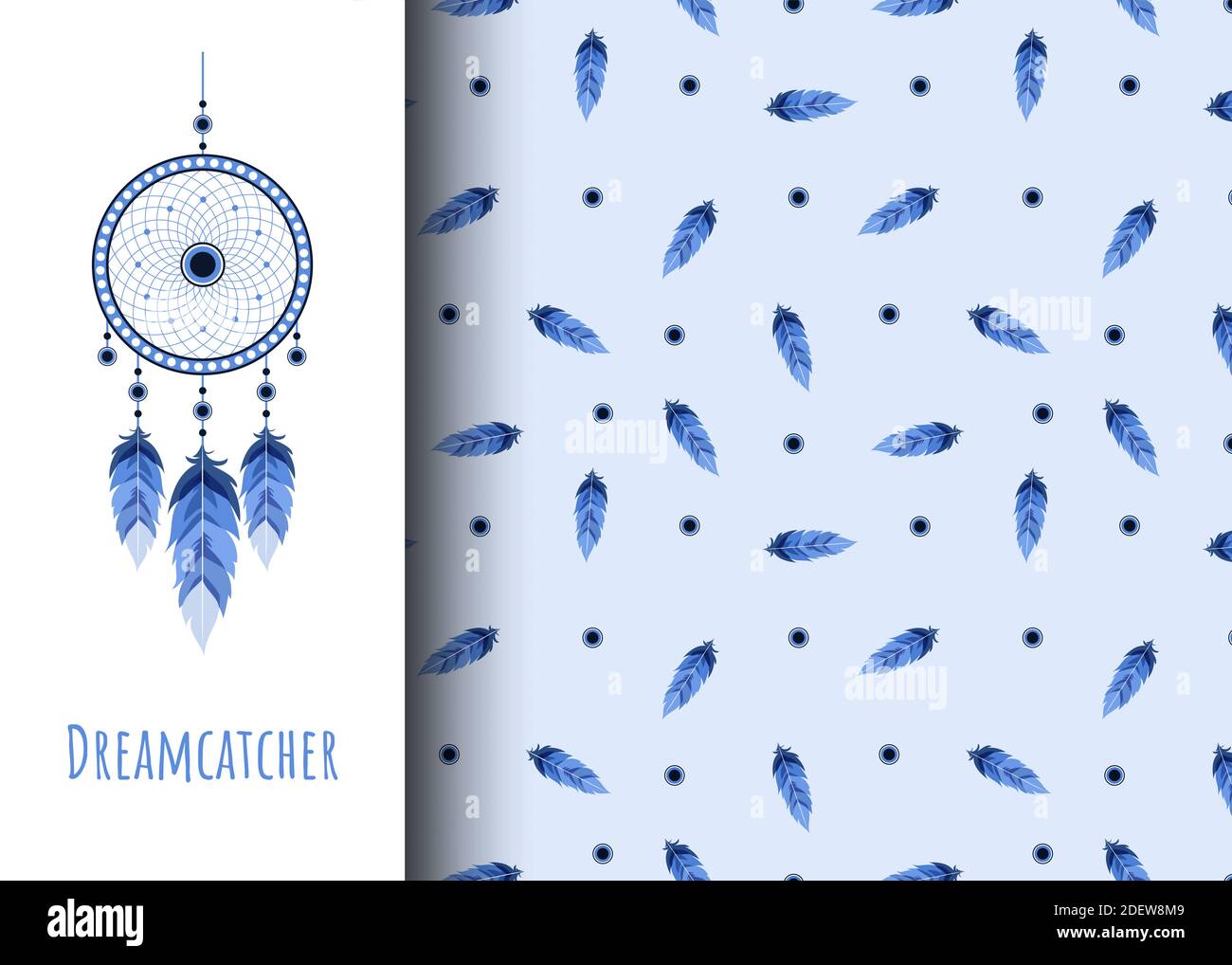 Dream catcher with Fatima eye. Seamless pattern with feathers Stock ...