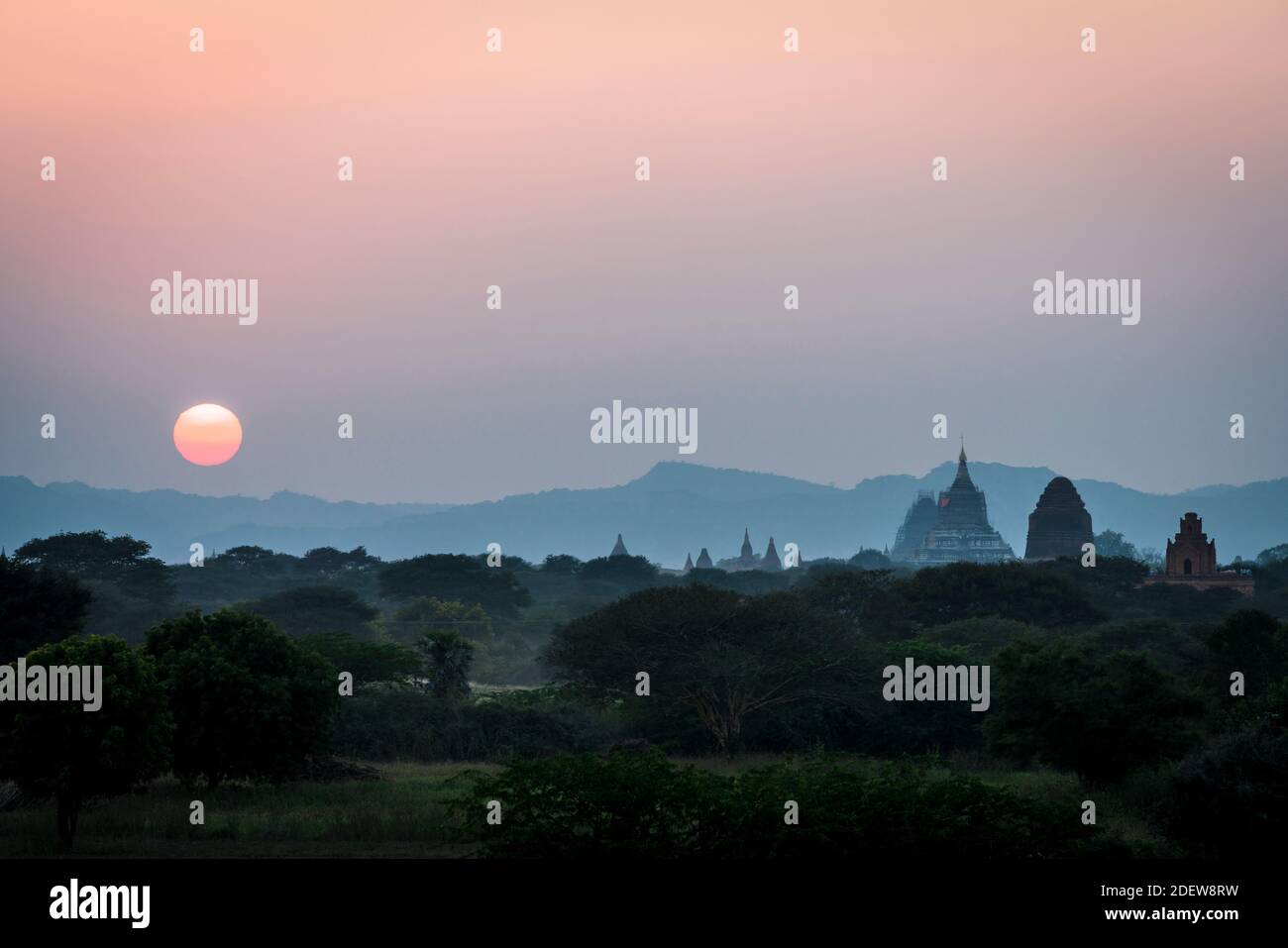 Pagodas of Bagan at sunset, UNESCO, Bagan, Myanmar Stock Photo - Alamy