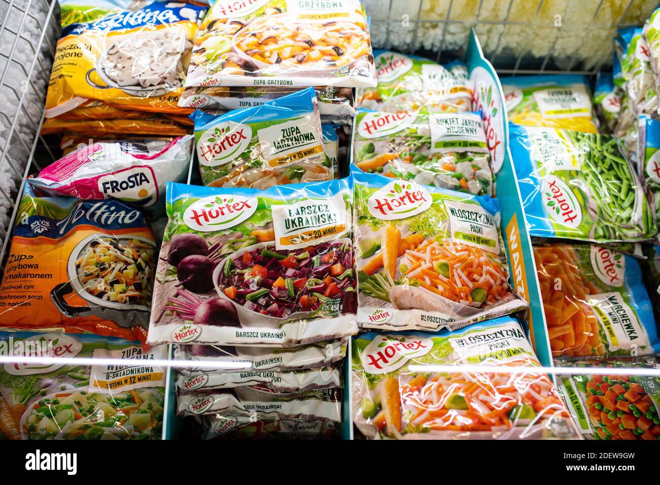 Gdansk, Poland. 01st Dec, 2020. Hortex frozen food seen at the grocery ...