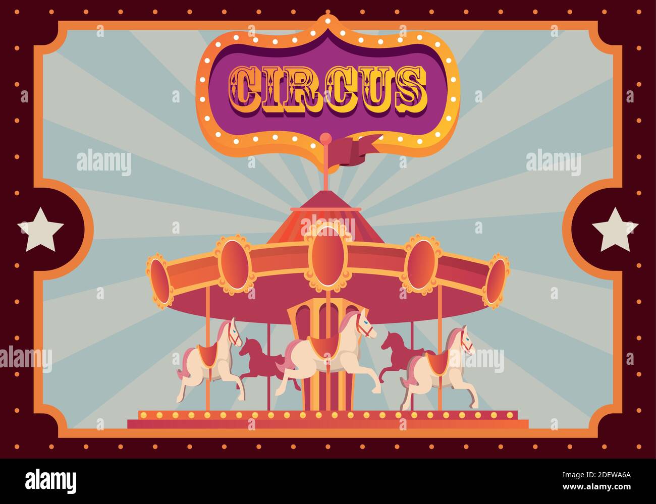 festival fairground carousel entertainment with banner in poster vector ...