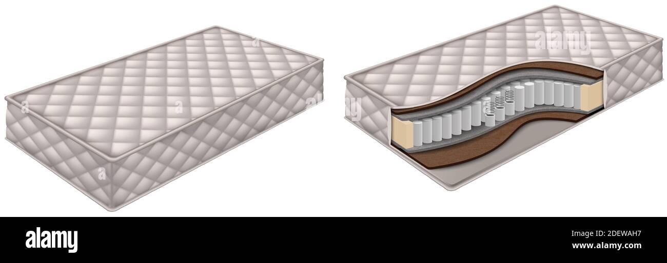 3d realistic vector orthopedic mattress and mattress structure cut out ...