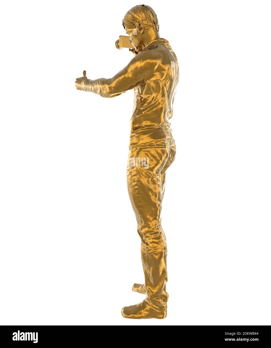 3D illustration photographer statue of gold isolated on white ...