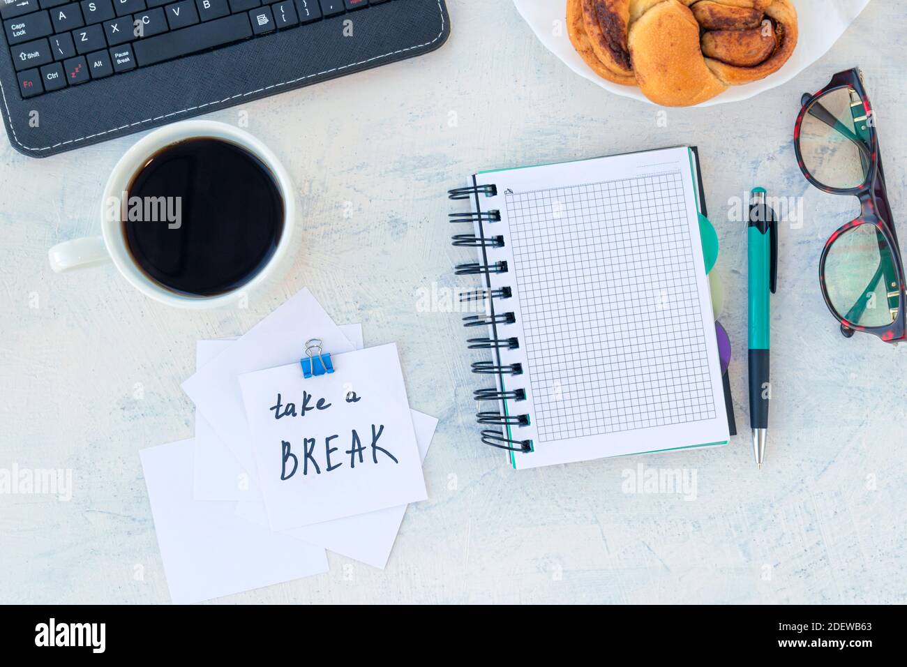 Take a break. Concept time off. Words Take a break in stiker on the ...