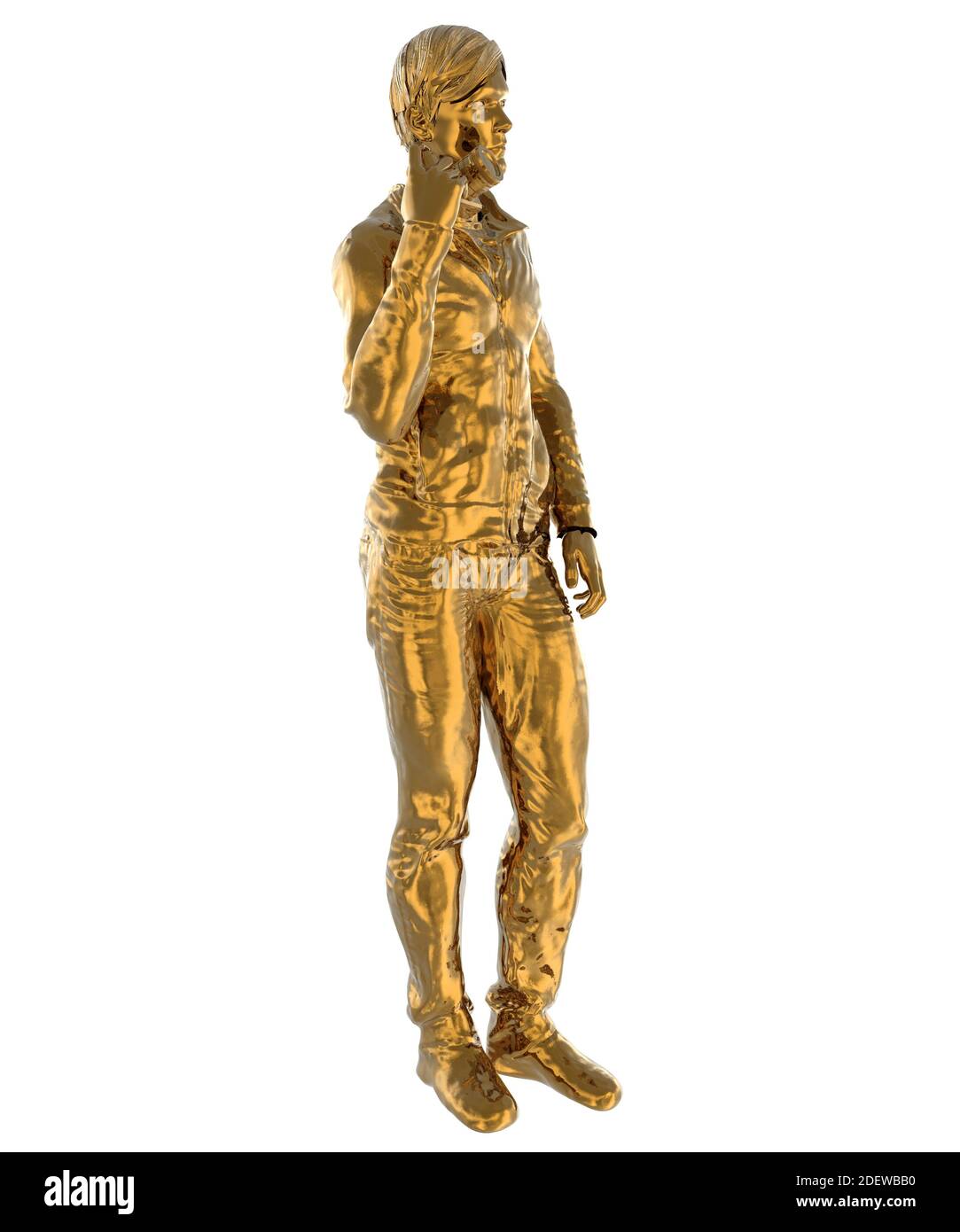 3D illustration photographer statue of gold isolated on white ...