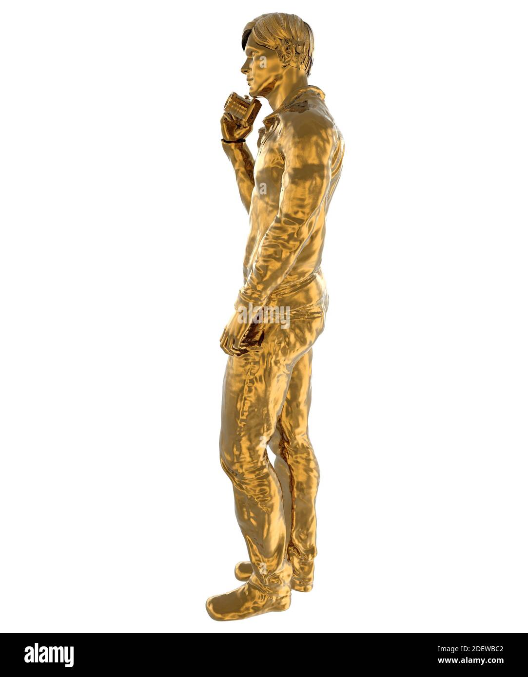 3D illustration photographer statue of gold isolated on white ...