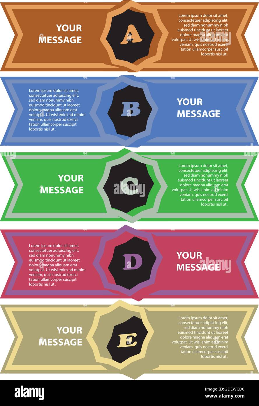 Simple layout design of five options with area for own copy. Vector ...