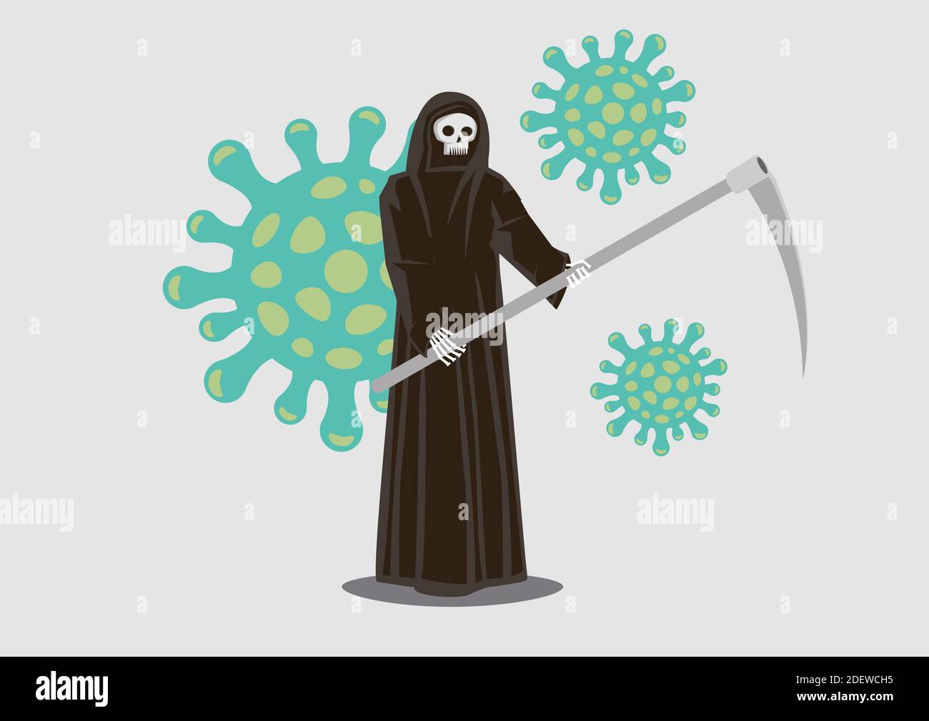 Grim reaper with virus in the background. Concept of epidemic outbreak ...