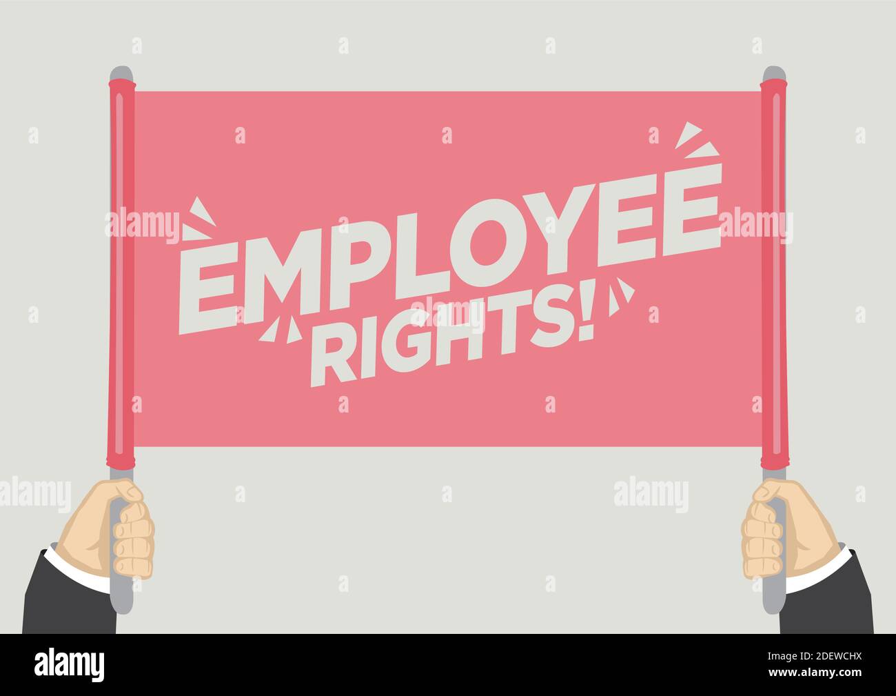 People raised hands and shouting with employee rights. Concept of ...