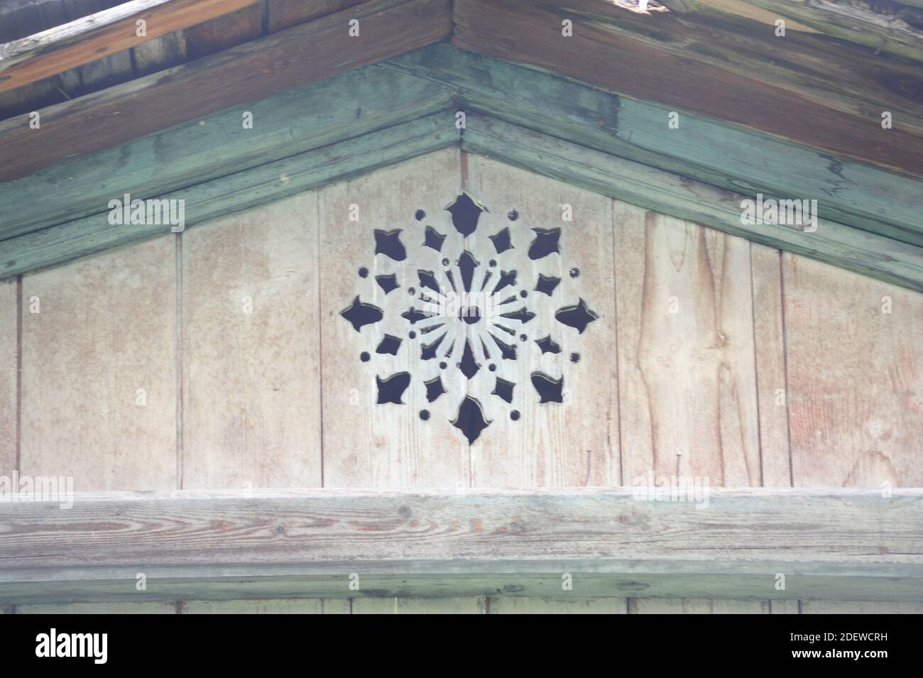 a small wooden window in an old wooden house on the countryside Stock ...