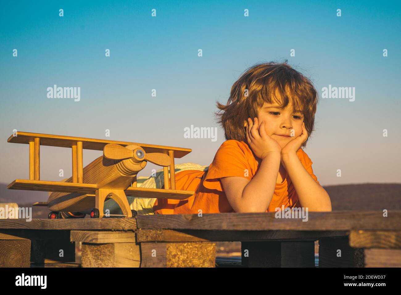 Child dreaming. Closeup image of a dreaming beautiful little boy Stock ...