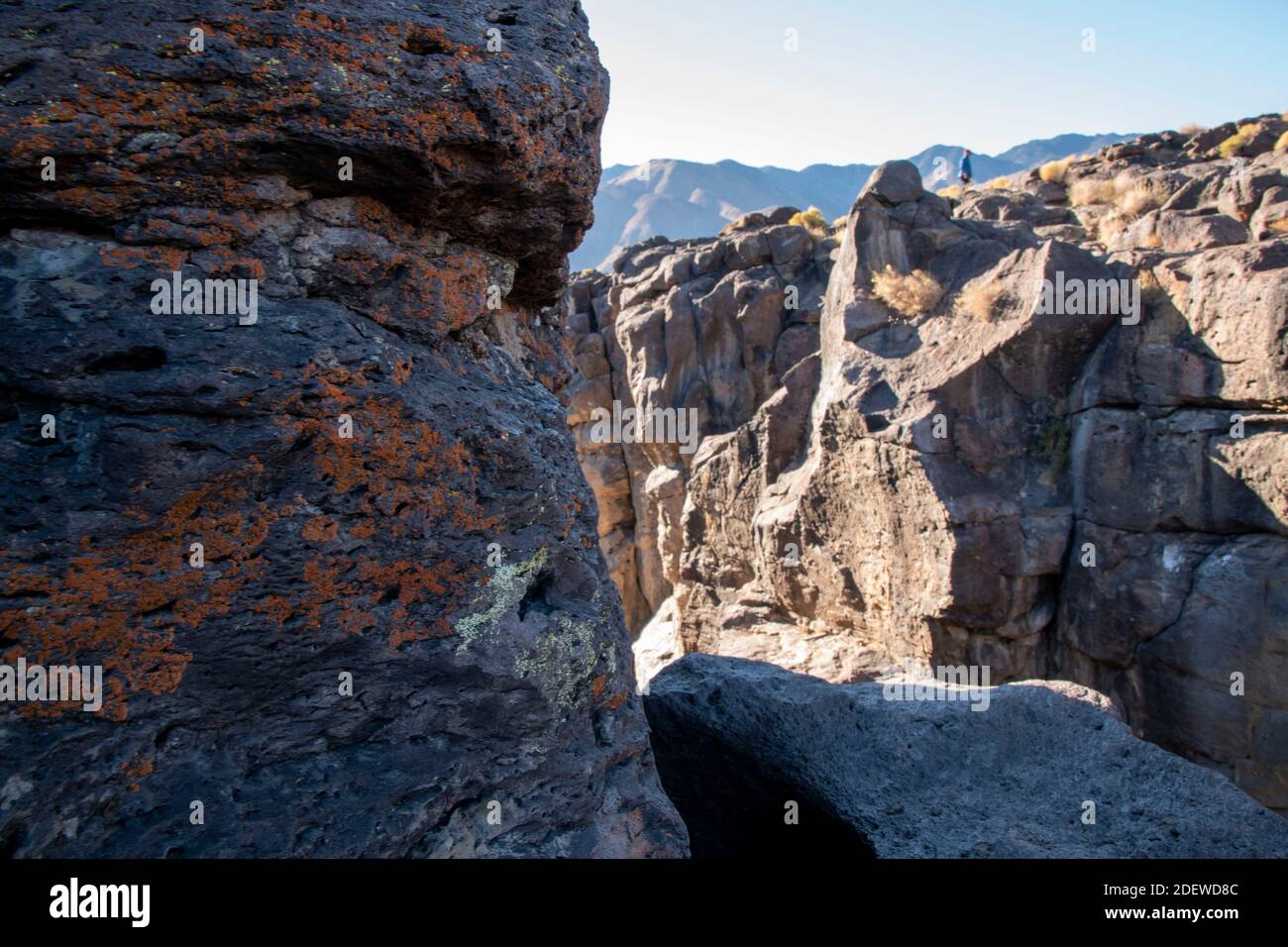 Fossil Falls is a dry riverbed that at one point featured a waterfall ...