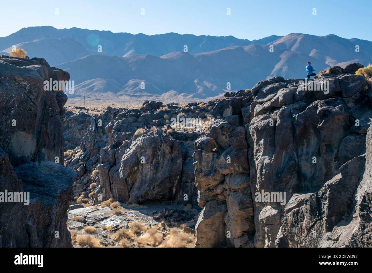 Fossil Falls is a dry riverbed that at one point featured a waterfall ...