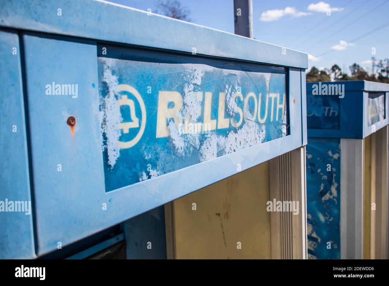 Hephzibah, Ga USA - 12 01 20: Old payphone booth sign close up Stock ...