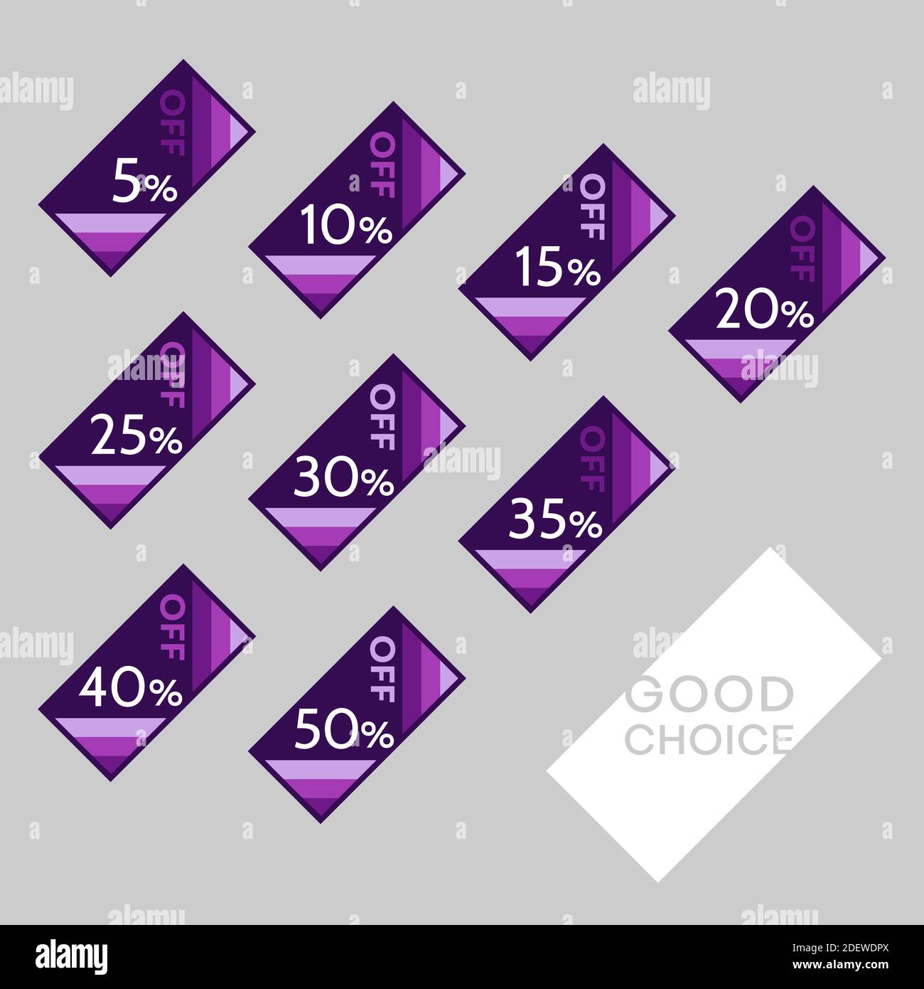 Set of editable discount labels with percent symbols. Geometric ...