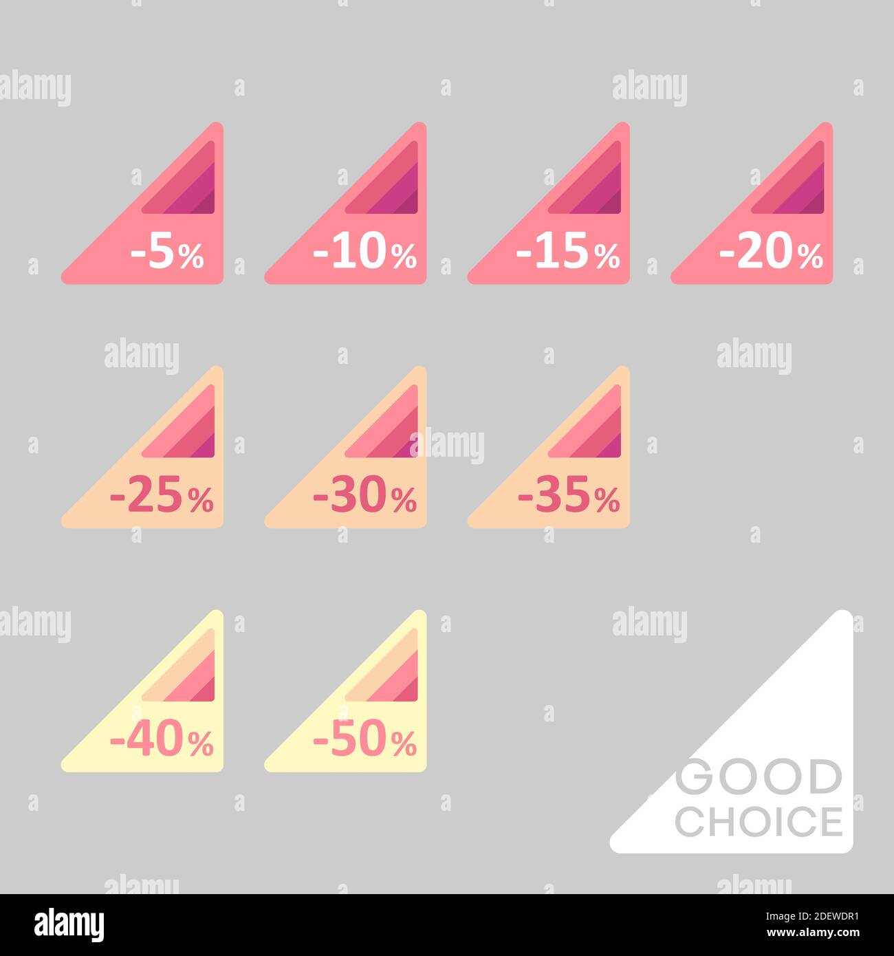 Set of editable discount labels with percent symbols. Geometric ...