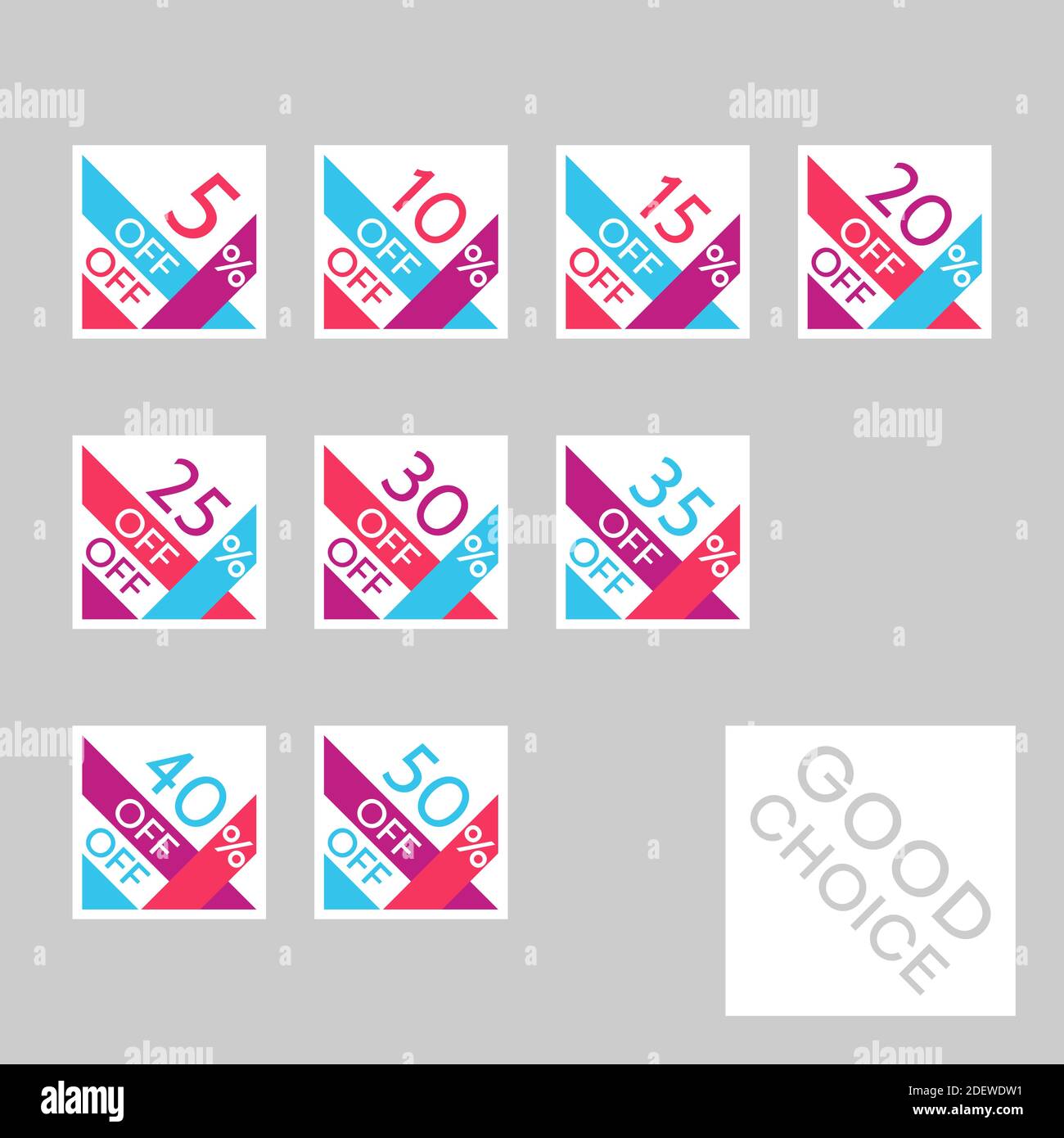Set of editable discount labels with percent symbols. Geometric ...