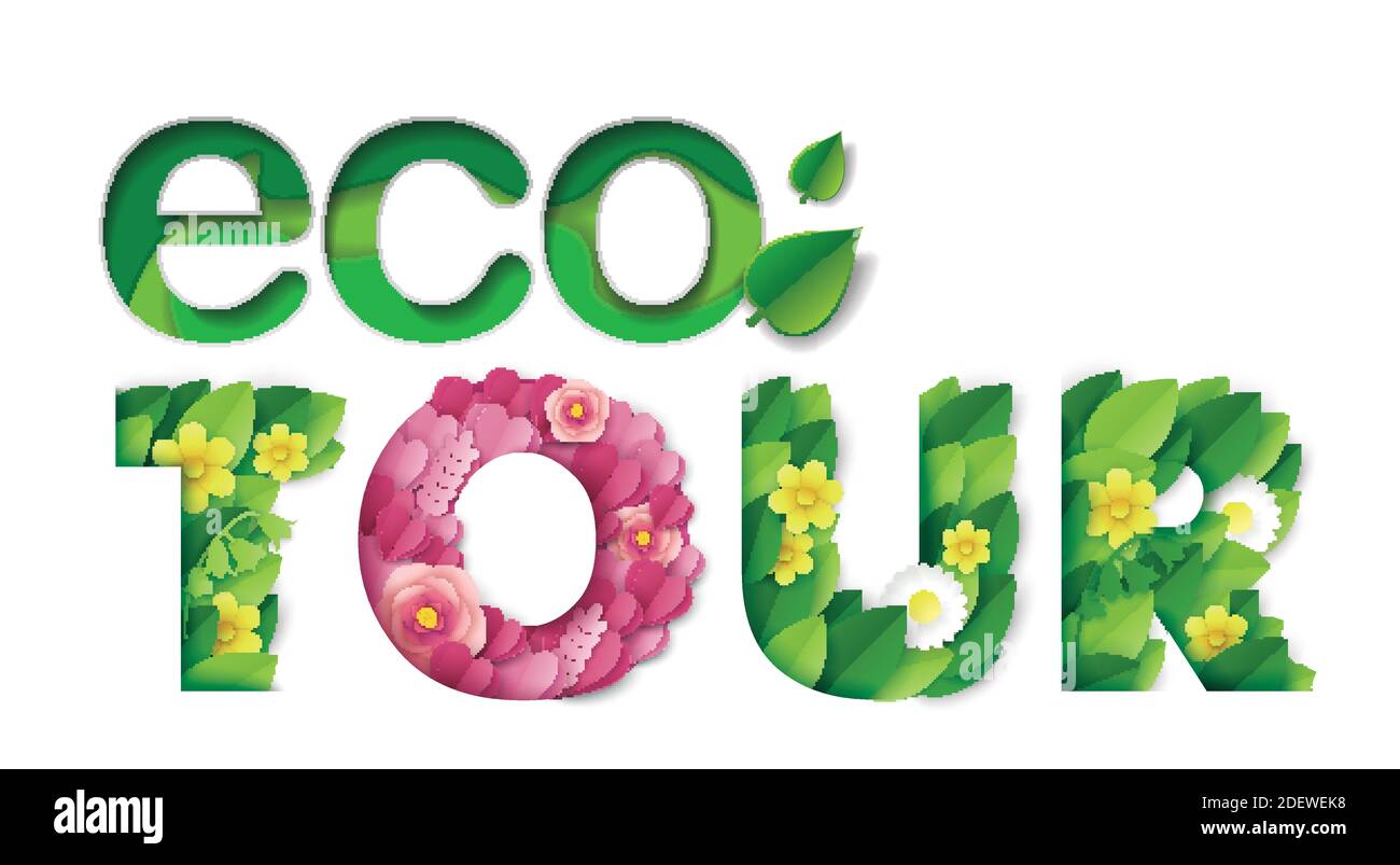 Eco tour typography vector banner template. Eco tourism, sustainable ...