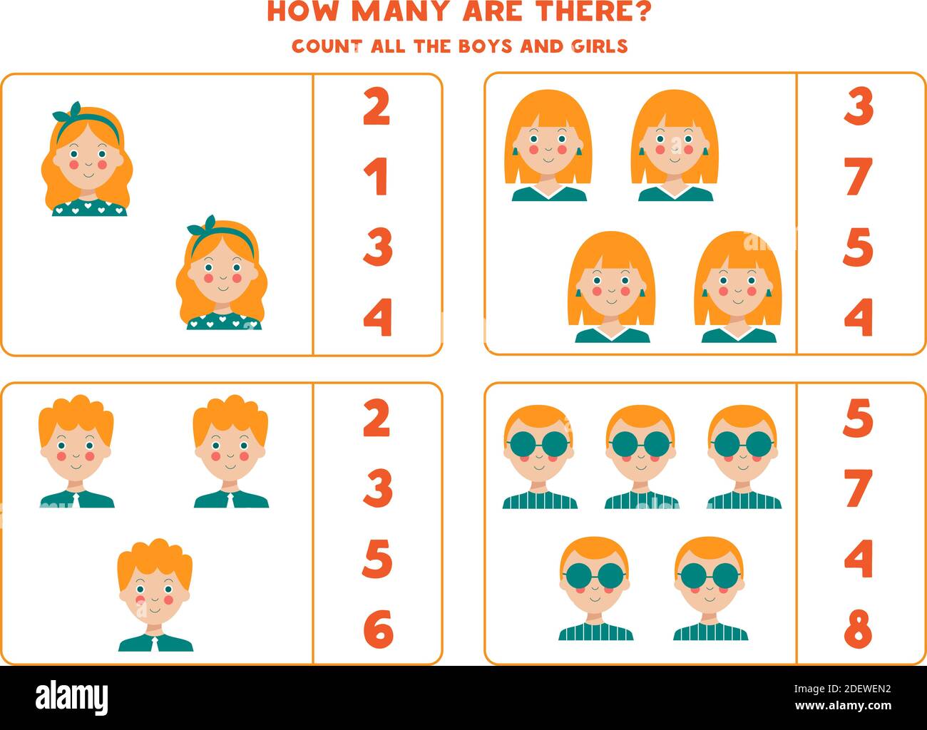 Count all girls and boys. Educational math game for kids Stock Vector ...