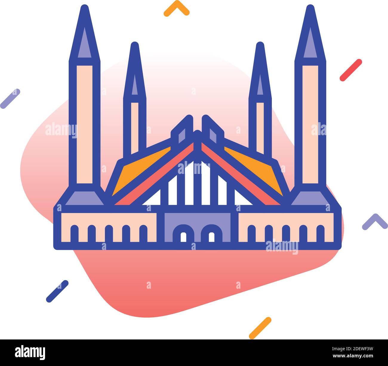 Faisal Mosque, islamabad, pakistan, Faisal Masjid fully editable vector ...