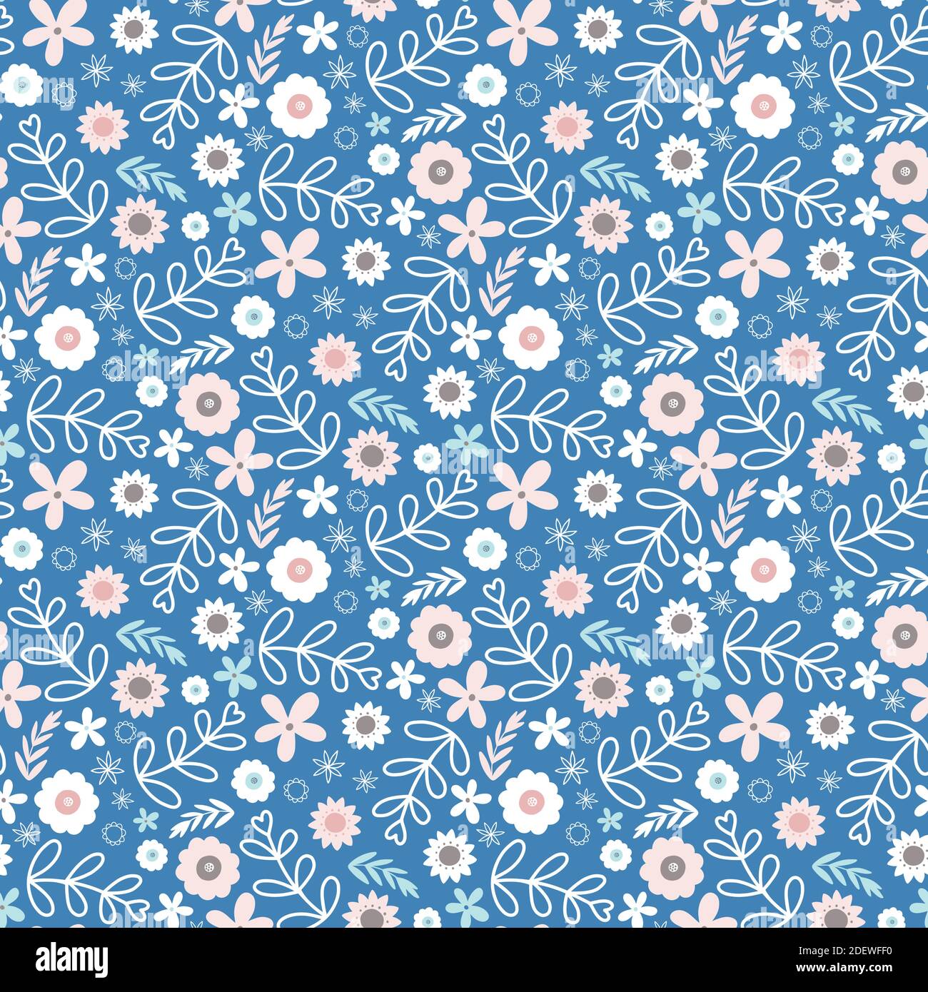 Floral pattern design, vector tossed seamless repeat of hand drawn ...