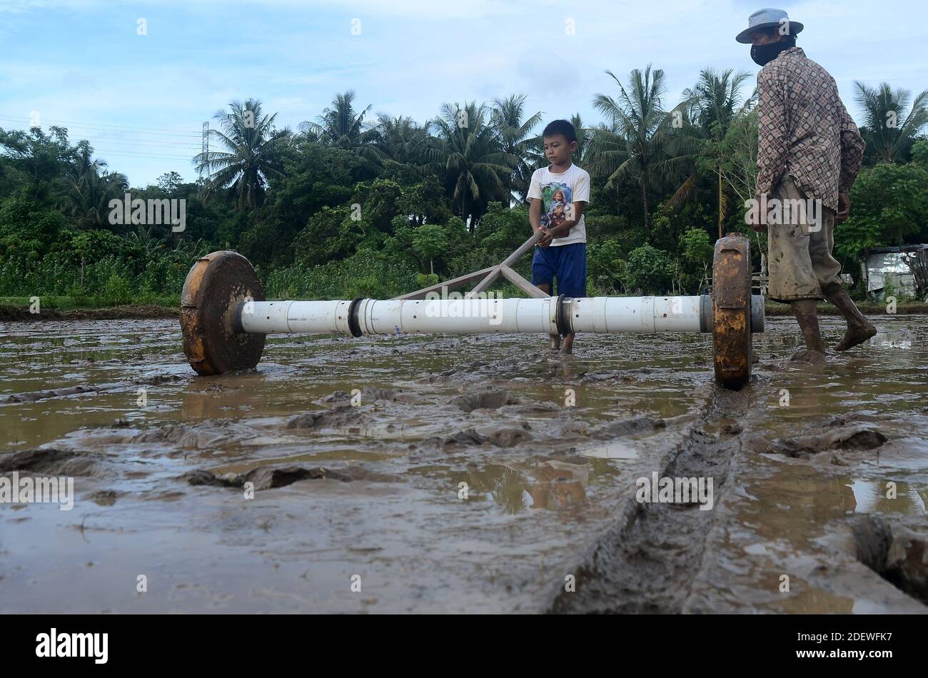 Parepare, Indonesia. 01st Dec, 2020. Farmers using the modern "Pabubu ...