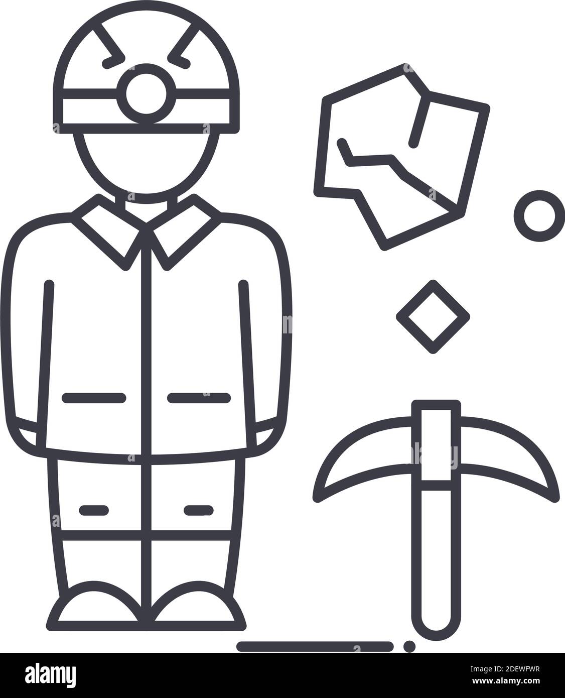 Miner icon, linear isolated illustration, thin line vector, web design ...