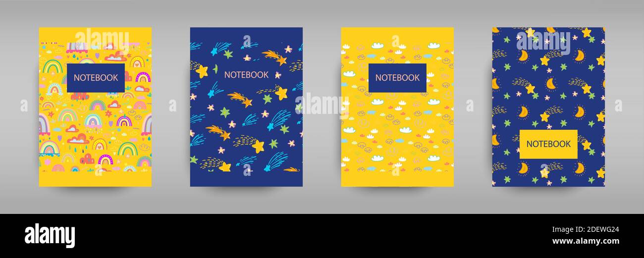 Set iridescent covers for notebooks with boho rainbows Stock Vector ...